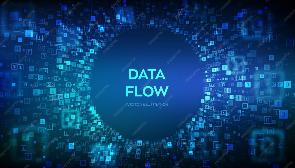 Premium Vector Data Flow Binary Data Flow Tunnel Virtual Tunnel Warp Coding Programming Or