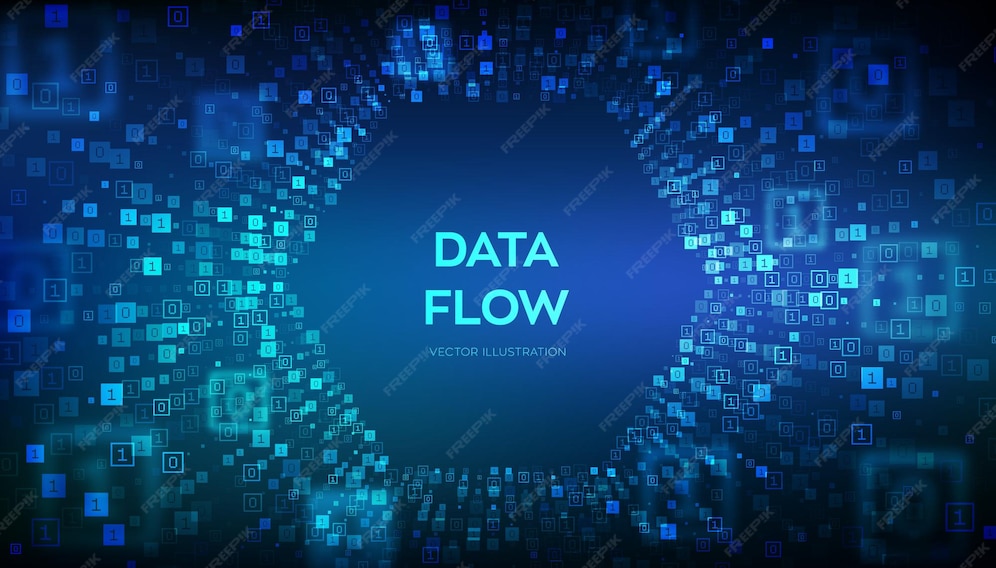 Premium Vector | Data Flow Binary data flow tunnel Virtual tunnel warp Coding programming or ...