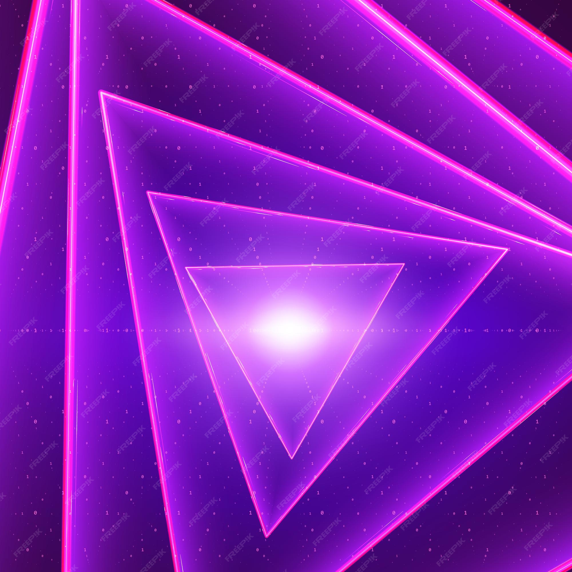 Premium Vector | Data flow visualization background. Triangle glowing twisted tunnel of violet ...