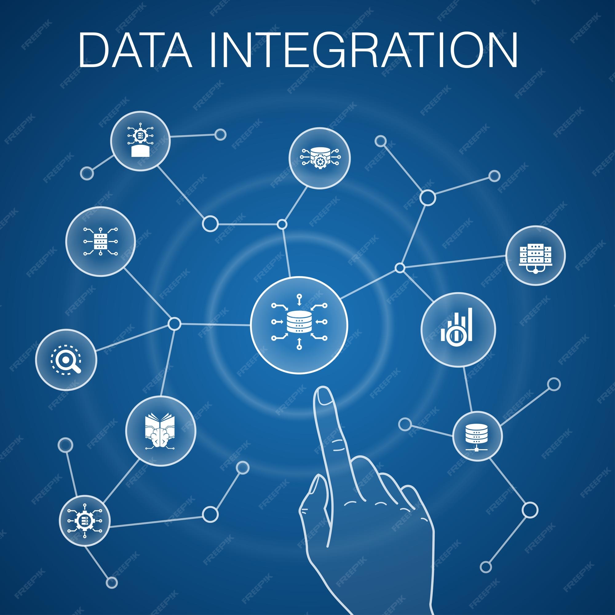 Premium Vector Data Integration Concept Blue Backgrounddatabase Data