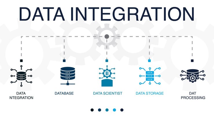 Premium Vector | Data integration database data scientist data storage ...