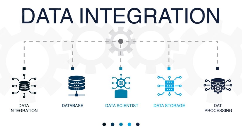 Premium Vector | Data integration database data scientist data storage ...