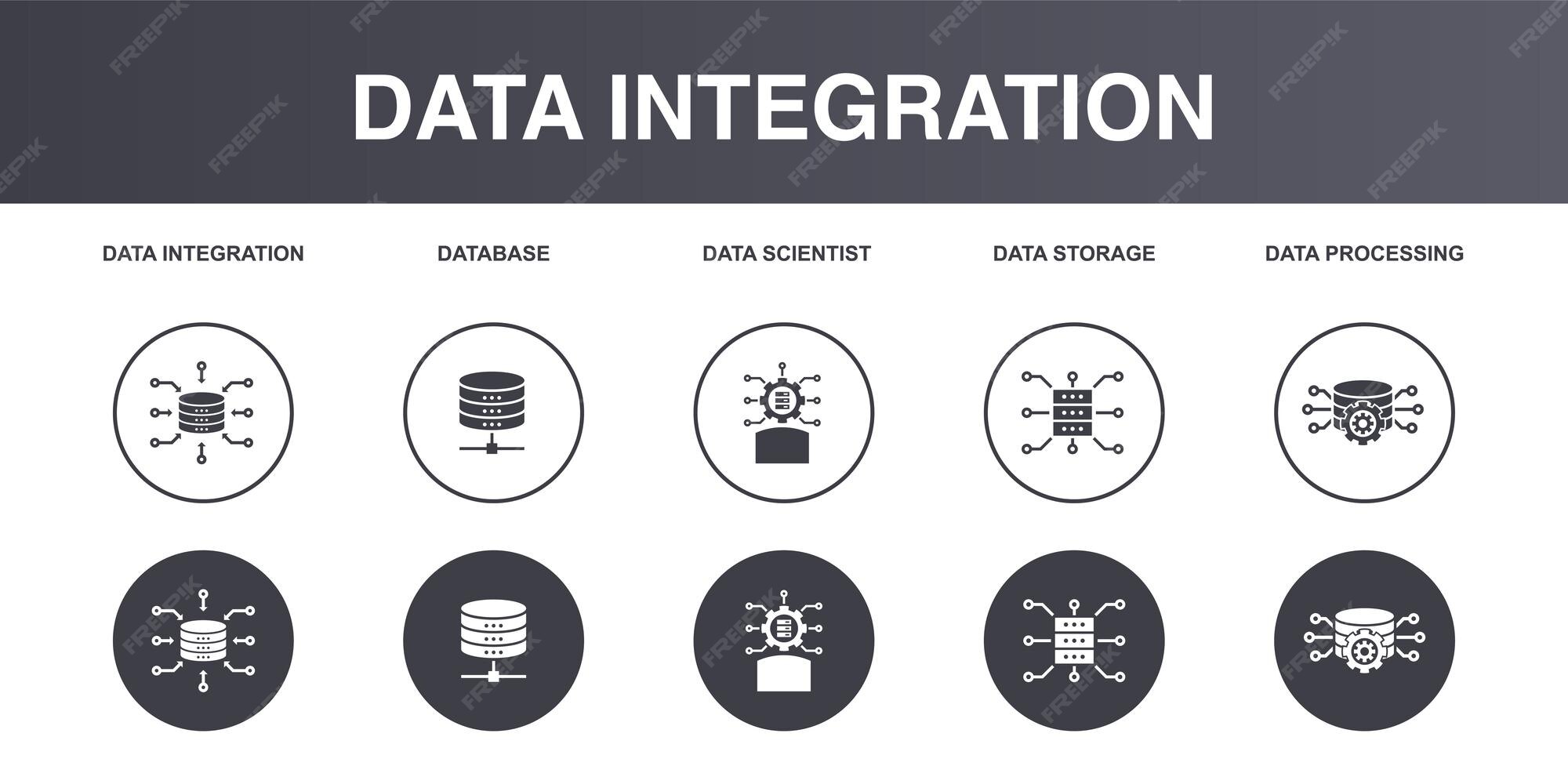 Premium Vector | Data integration database data scientist data storage ...