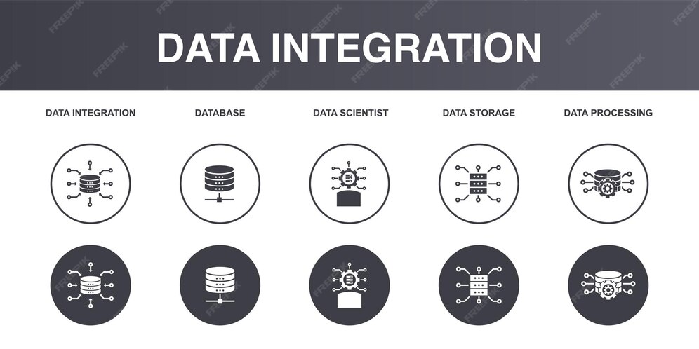 Premium Vector | Data integration database data scientist data storage ...