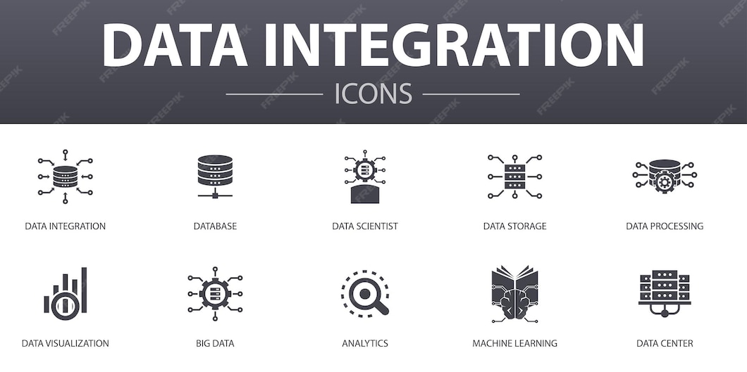 Premium Vector | Data integration simple concept icons set. Contains ...