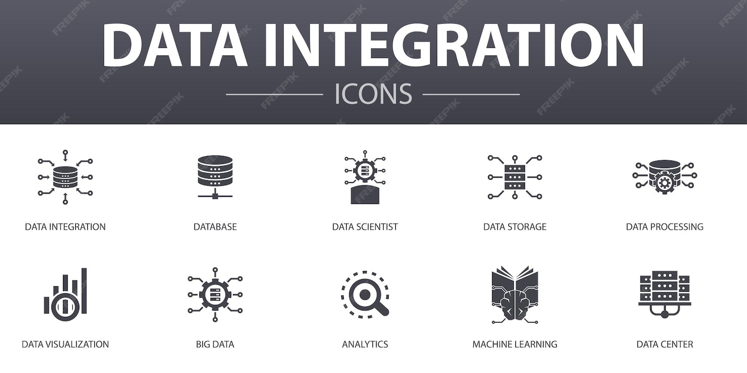 Premium Vector | Data integration simple concept icons set. Contains ...