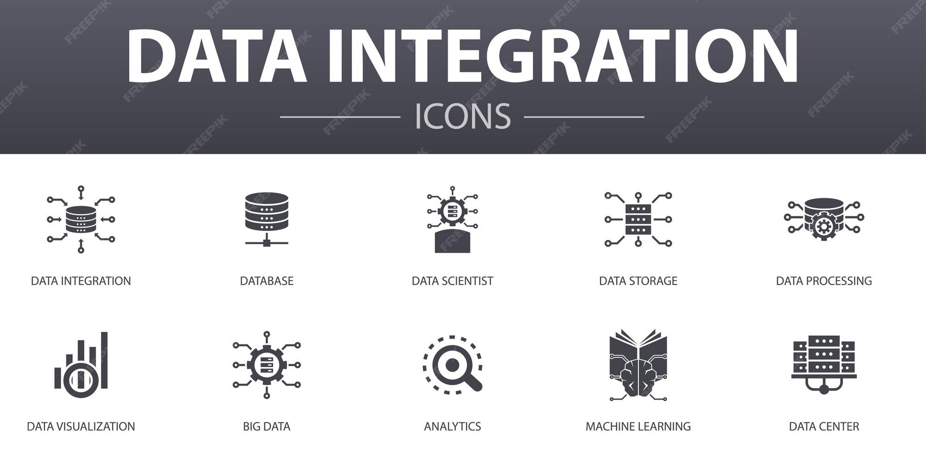 Premium Vector | Data integration simple concept icons set. Contains such icons as database ...