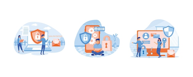 Premium Vector | Data protection concept for web page data security and ... Premium Vector | Data protection concept for web page data security and ...
