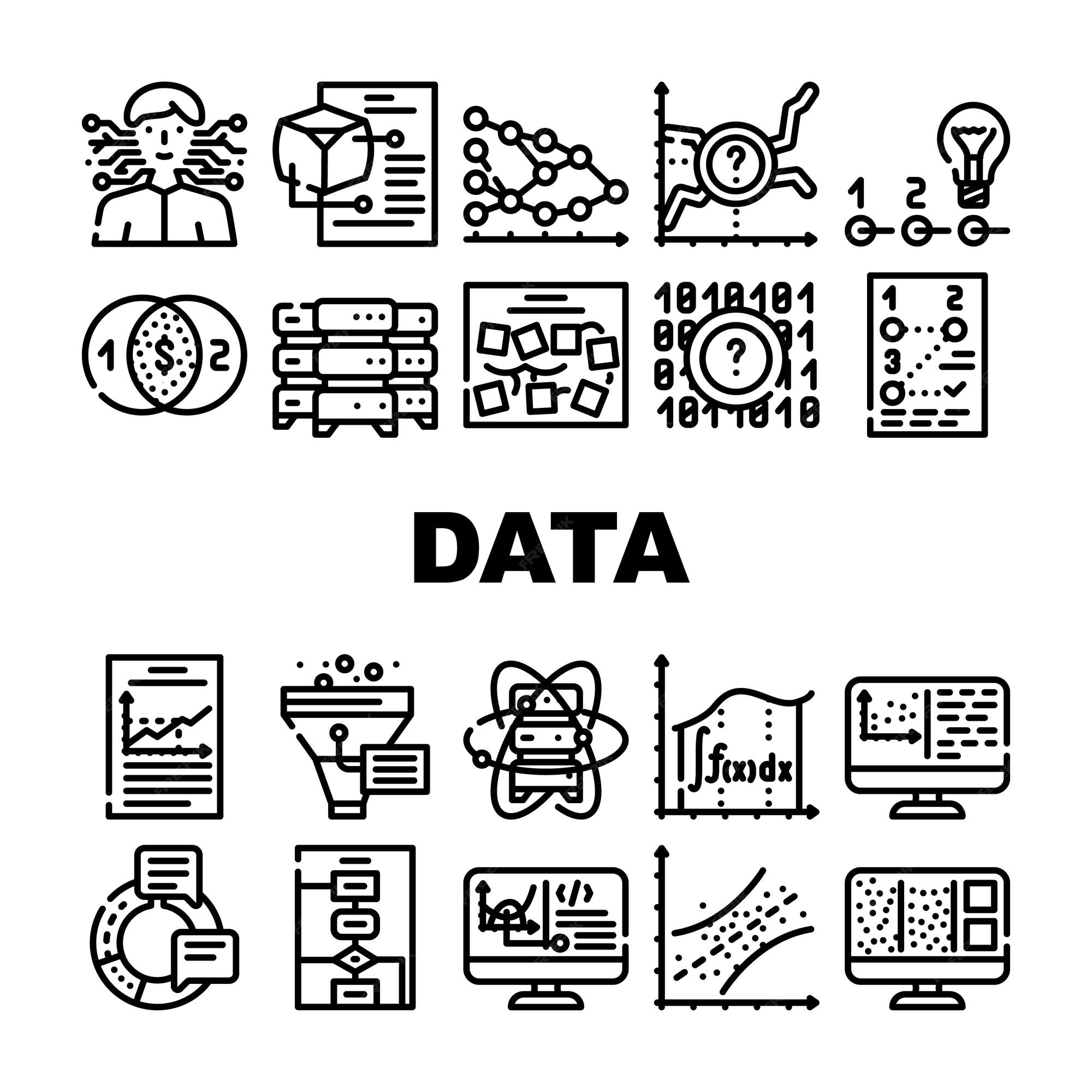 Premium Vector | Data science innovate technology icons set vector ...