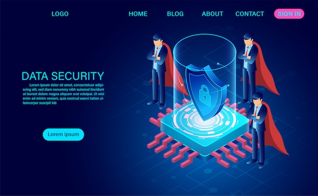 Premium Vector | Data security modern landing page, protects data from ... Premium Vector | Data security modern landing page, protects data from ...