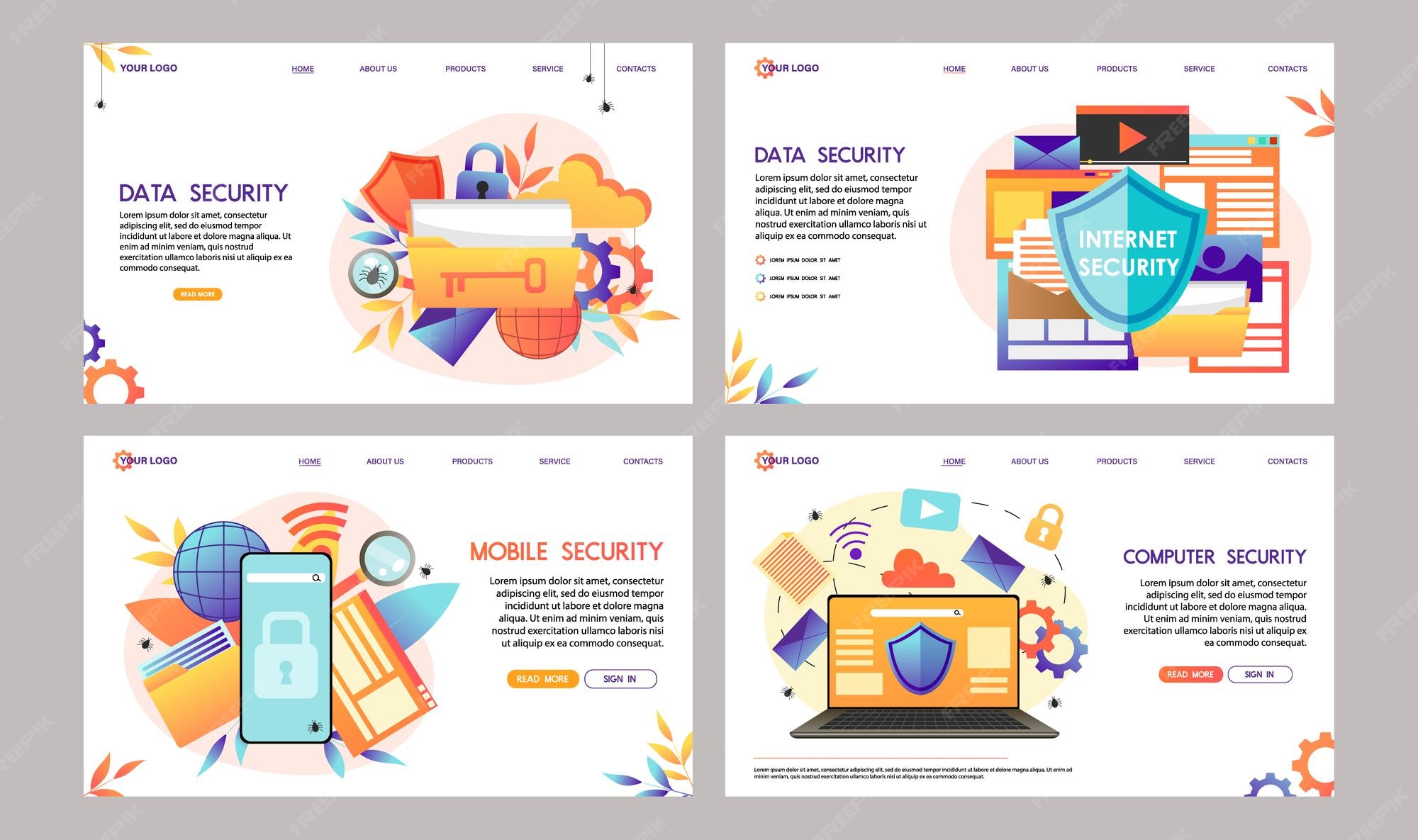 Premium Vector Data Security Design Concept Set Internet Data Storage
