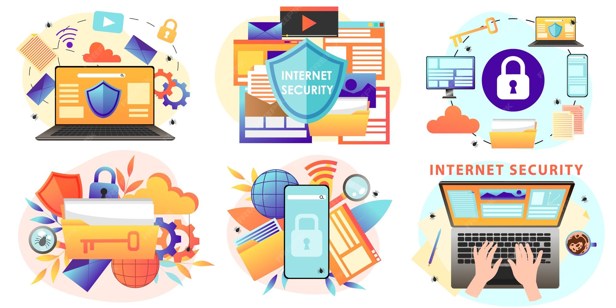 Premium Vector Data Security Design Concept Set Internet Data Storage