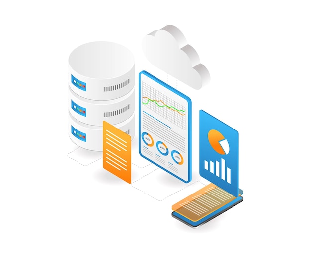 Premium Vector | Data server performance analysis database Premium Vector | Data server performance analysis database