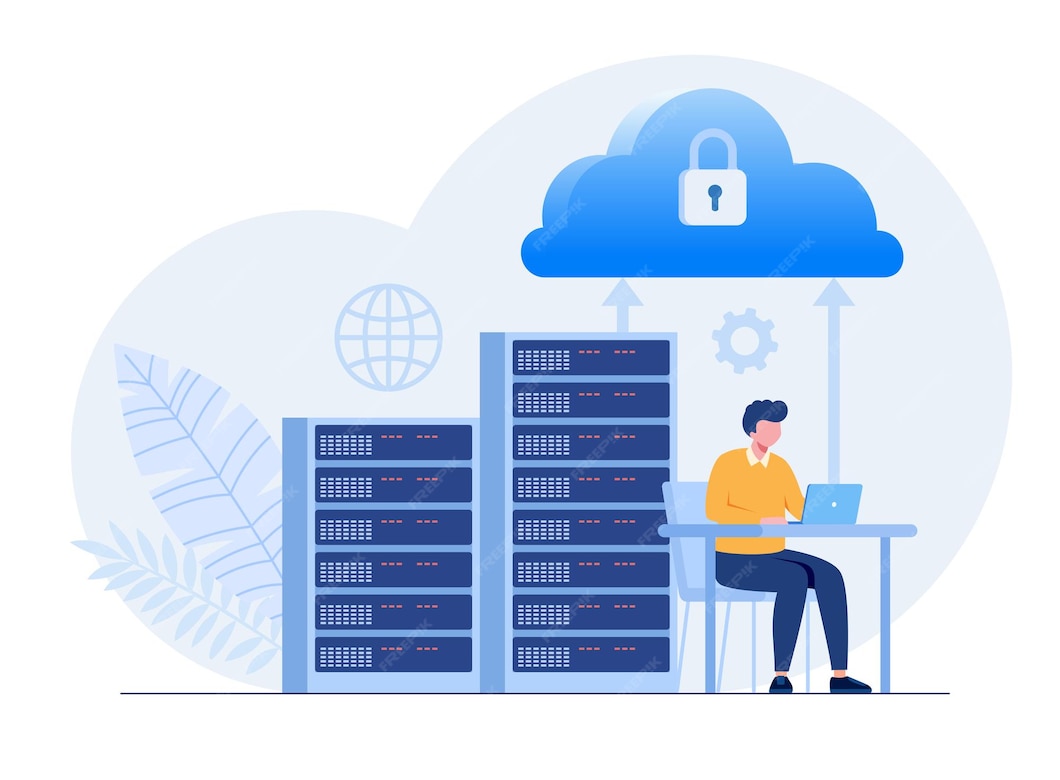 데이터 서버 웹 개념 스토리지 기술 데이터베이스 사람 장면의 템플릿 웹 사이트 폴더 데이터 센터에 대한 플랫 디자인의 문자