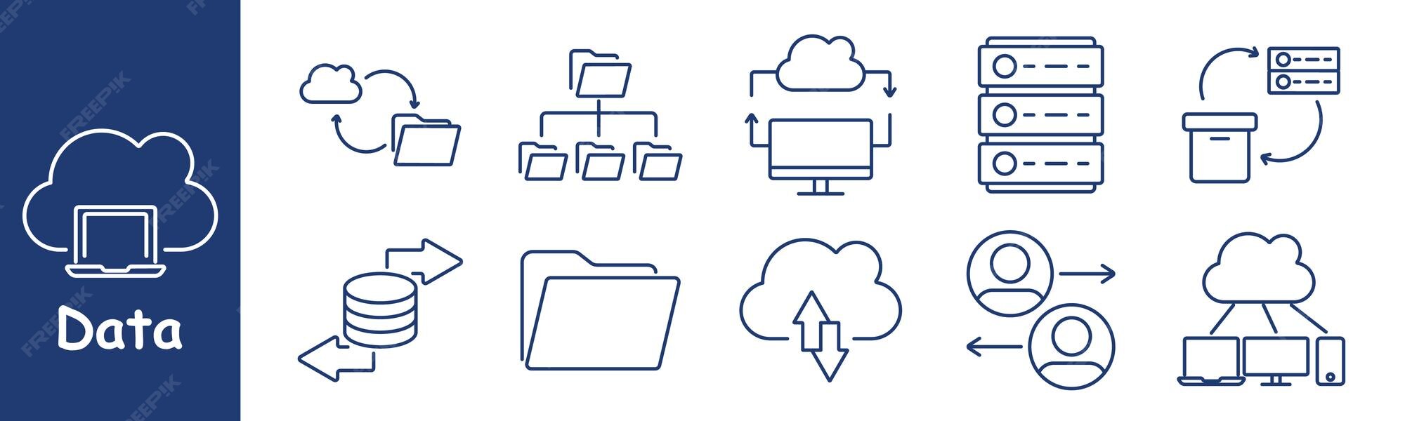 Premium Vector Data Set Icon Cloud Folders Database Cloud Computing Servers Information