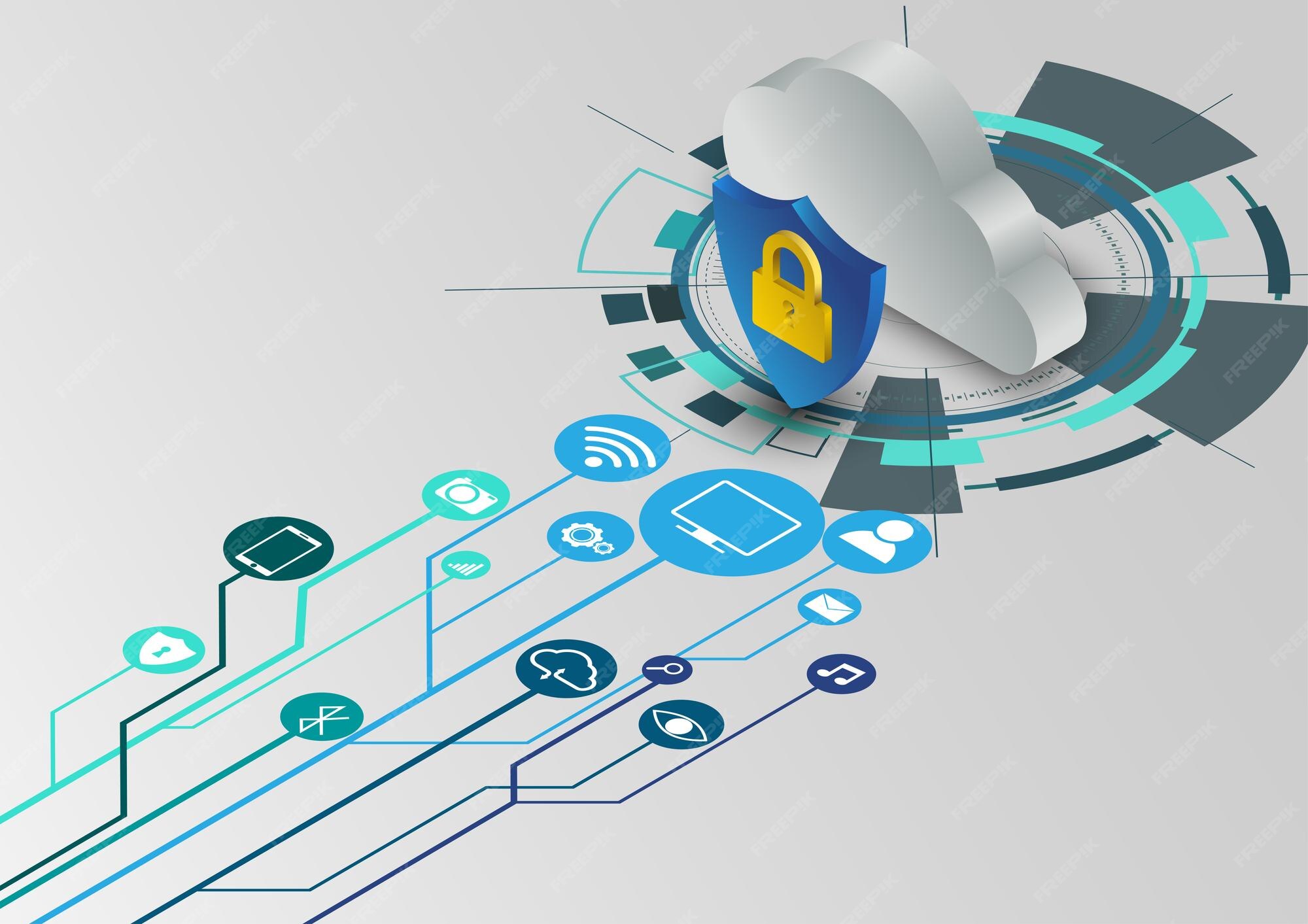 Premium Vector | Database server cloud network isometric background Data security modern concept ...