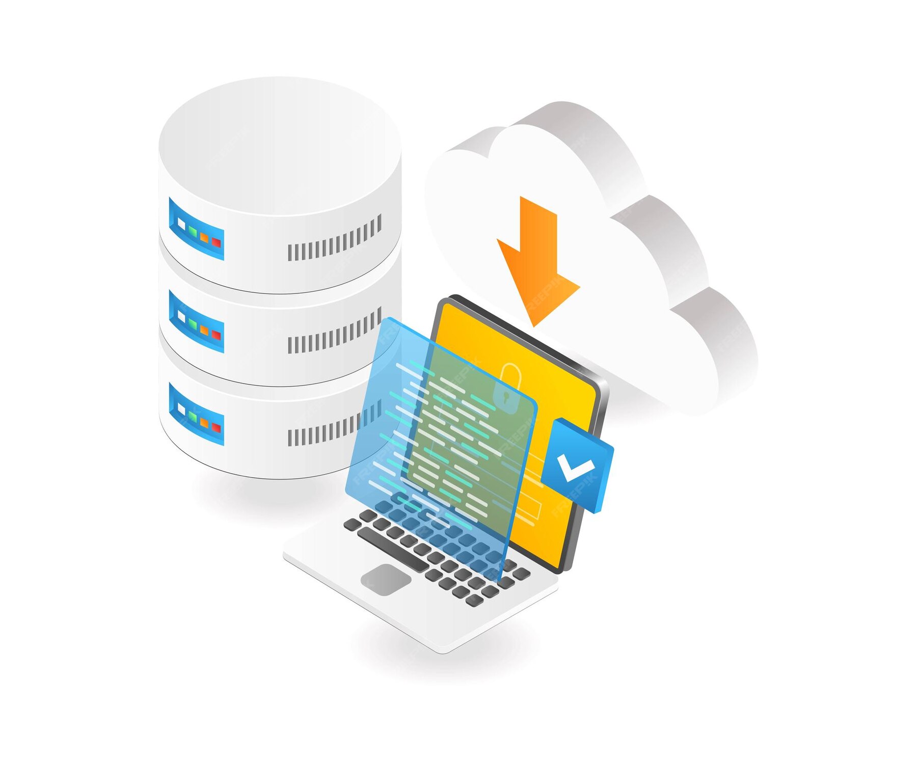 Premium Vector | Database server cloud security programming language