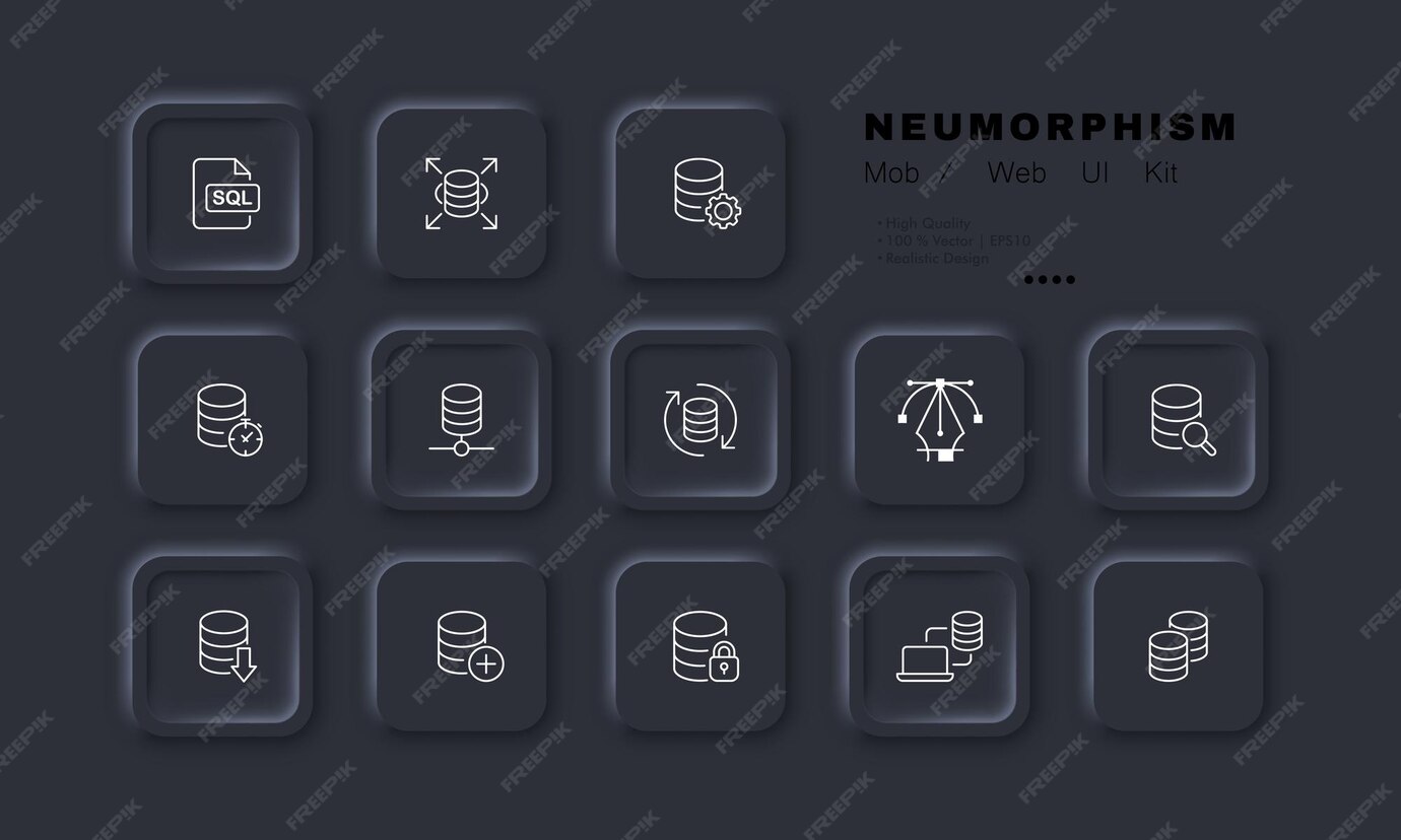 Premium Vector | Database set icon storage sql structured query ...