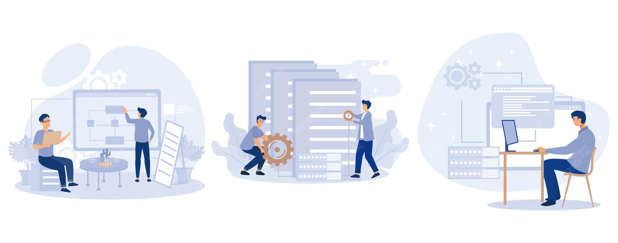 Premium Vector | Database storage concept big data architecture developer programming language