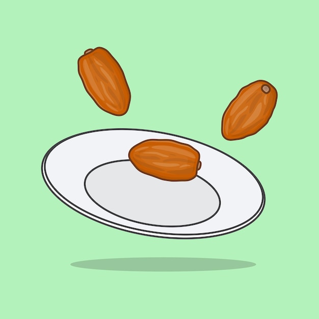 Premium Vector | Dates fruits on a plate cartoon vector illustration ... Premium Vector | Dates fruits on a plate cartoon vector illustration ...