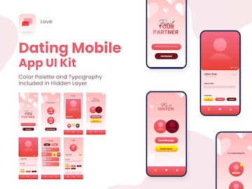 Premium Vector | Dating App UI Kit for Responsive Mobile Application or Website with Multiple ...