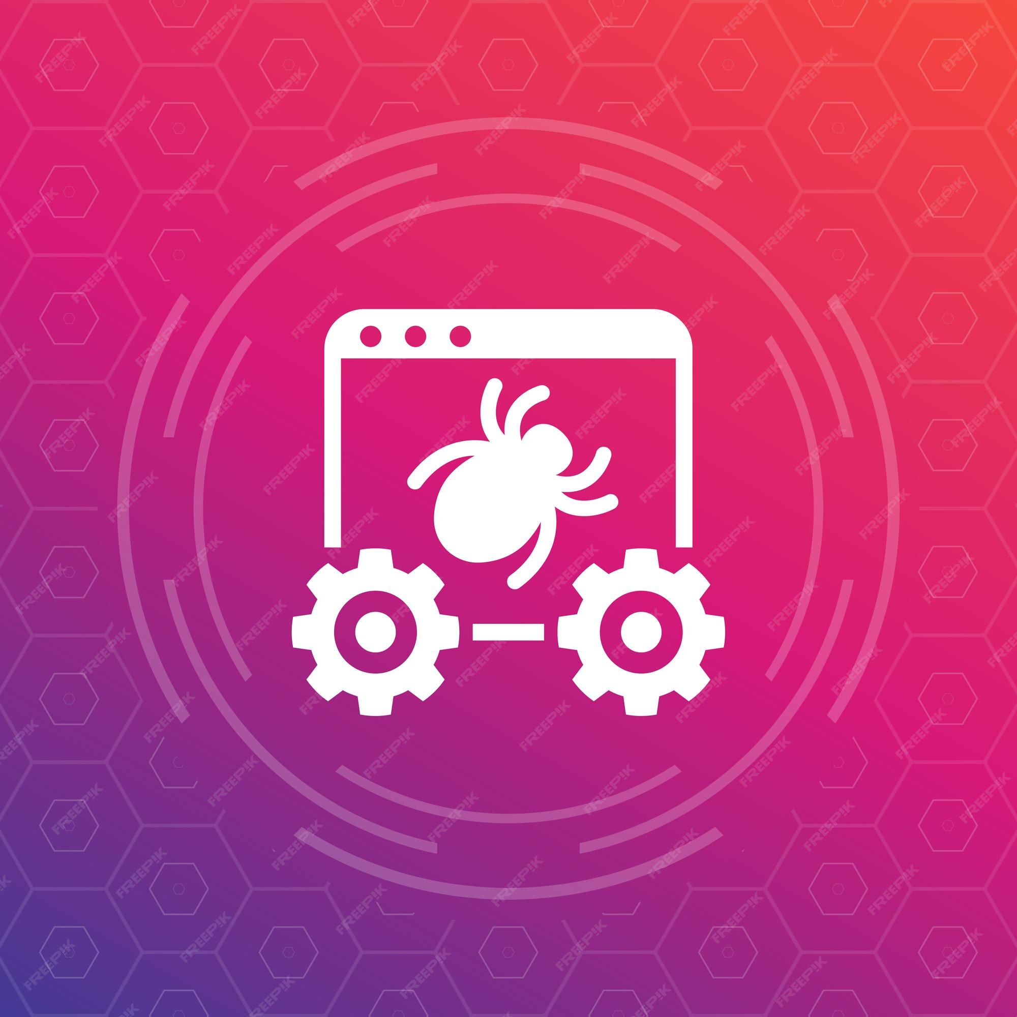 Premium Vector | Debugging searching for bugs icon on white Premium Vector | Debugging searching for bugs icon on white
