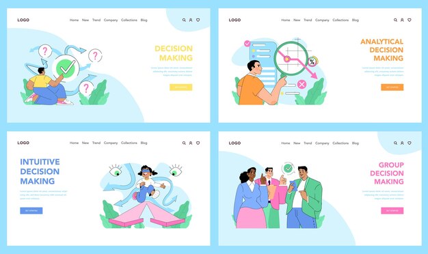 Premium Vector | Decision making set intuitive analytical and group ... Premium Vector | Decision making set intuitive analytical and group ...