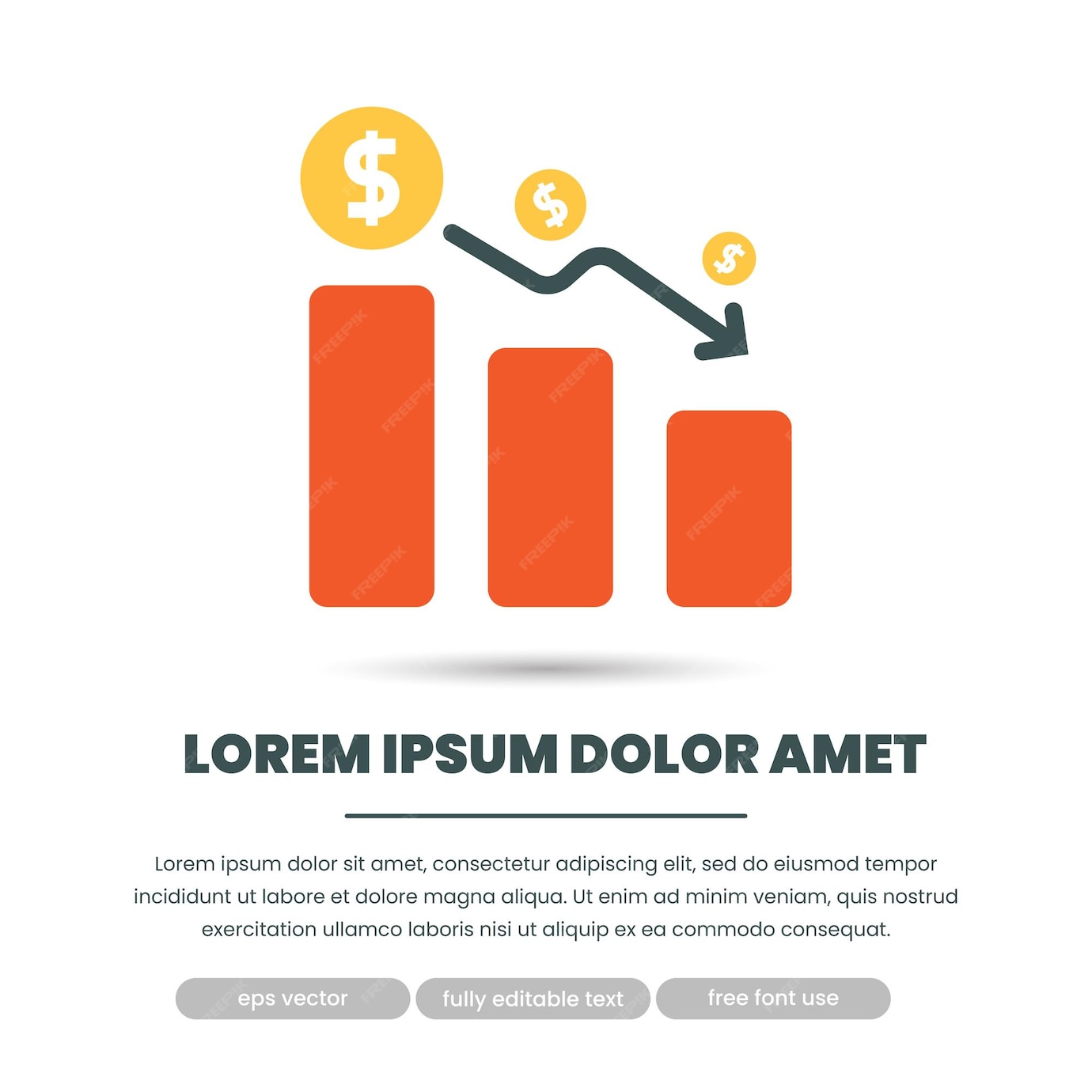 Premium Vector | Decrease Chart Illustration with Editable Description EPS Vector