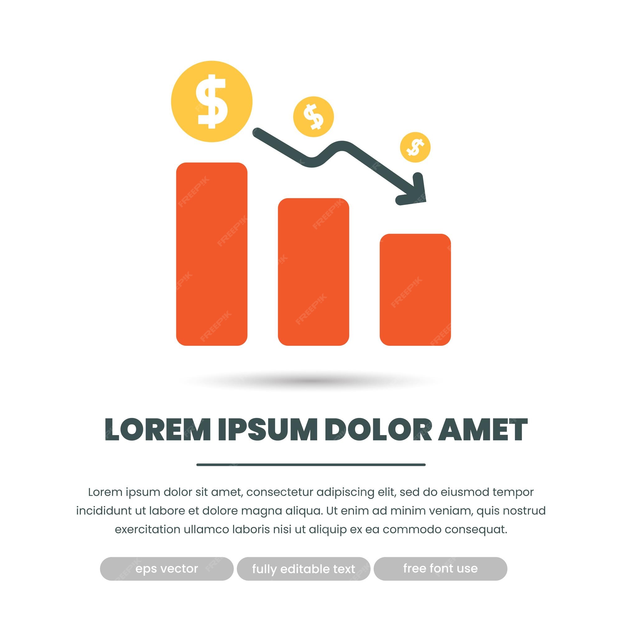Decrease chart illustration with editable description eps vector | Premium Vector