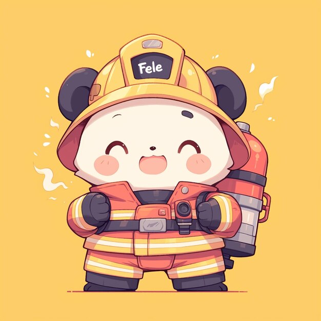 Premium Vector | A dedicated panda firefighter cartoon style Premium Vector | A dedicated panda firefighter cartoon style