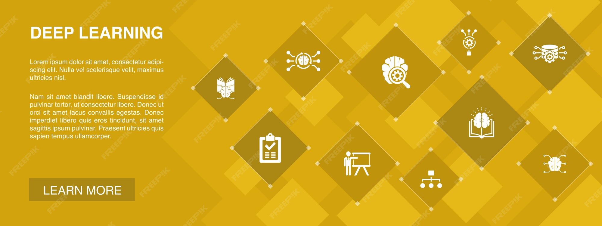 Premium Vector | Deep learning banner 10 icons concept.algorithm ...