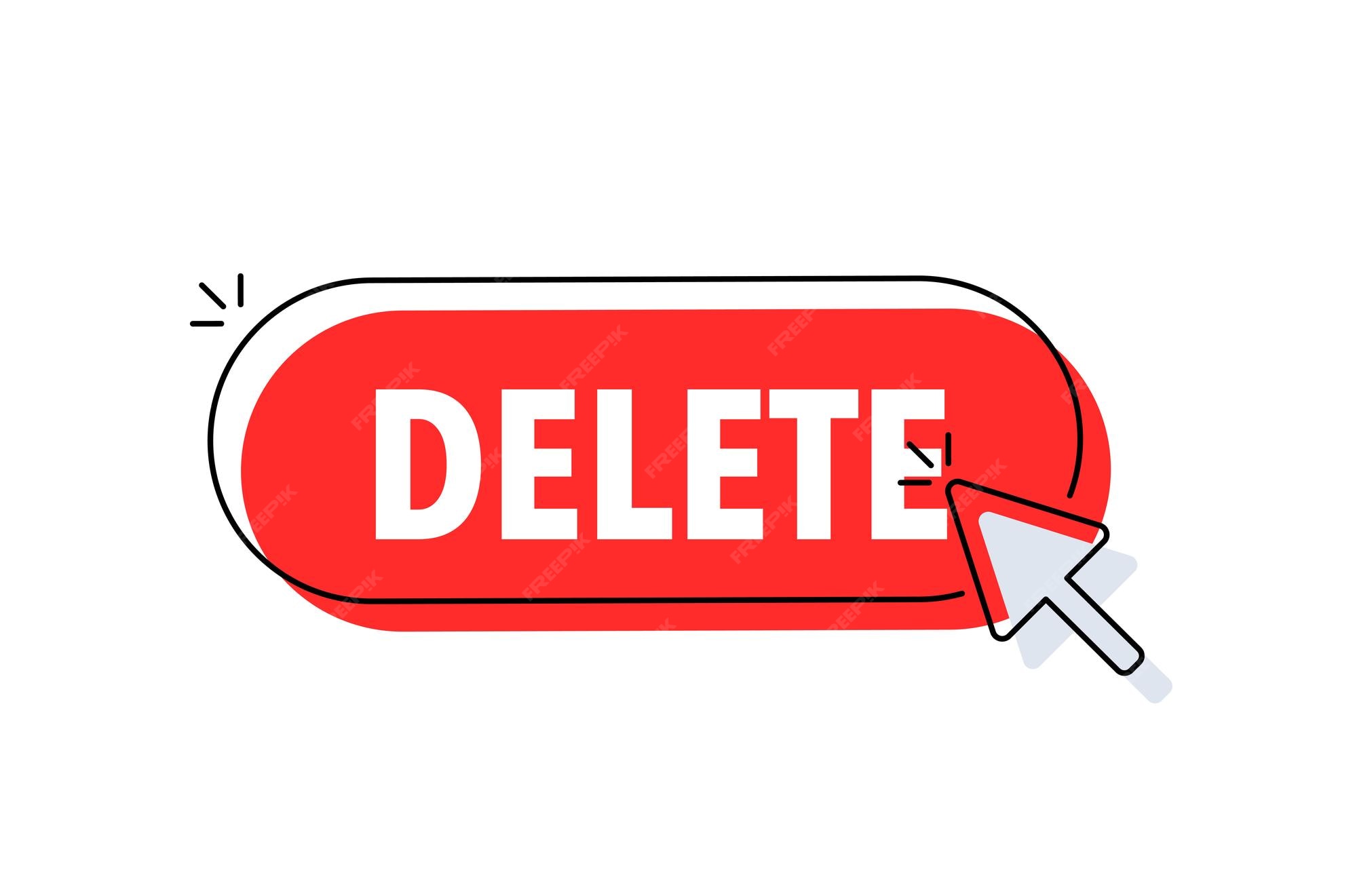 Premium Vector | Delete button with cursor pointer click vector web button