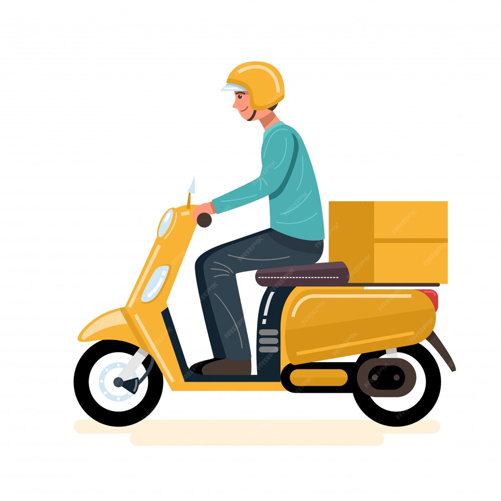 Premium Vector Delivery Man Riding A Scooter Delivering Food
