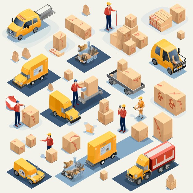 Premium Vector | Delivery_service_isometric_icons_set Premium Vector | Delivery_service_isometric_icons_set