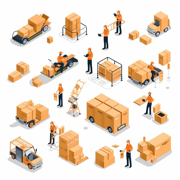 Premium Vector | Delivery_service_isometric_icons_set Premium Vector | Delivery_service_isometric_icons_set