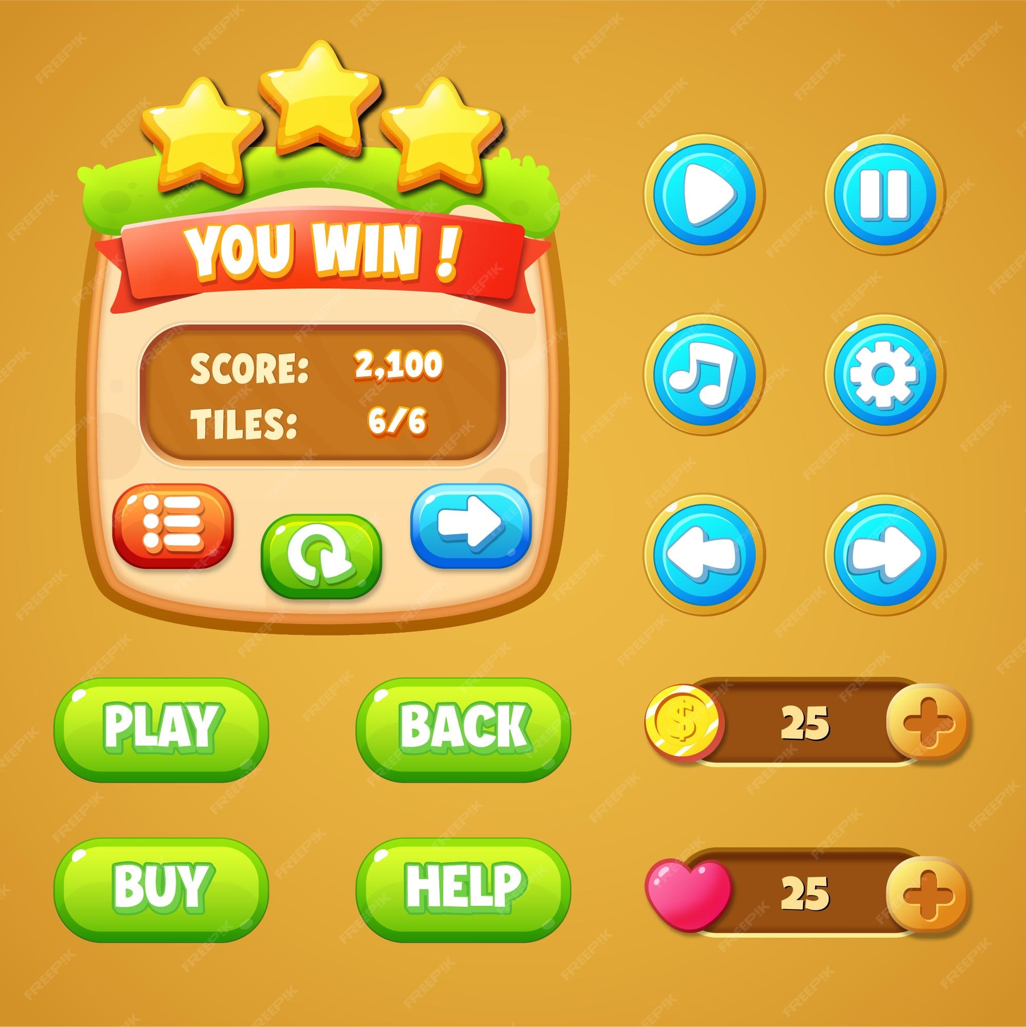 Premium Vector Design For A Complete Set Of Score Pop Ups Icons And Buttons Game Ui Complete