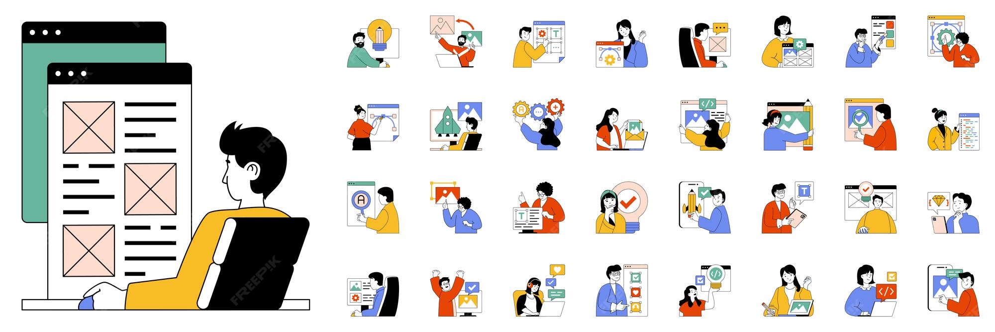 Premium Vector | Design and development concept with character ...