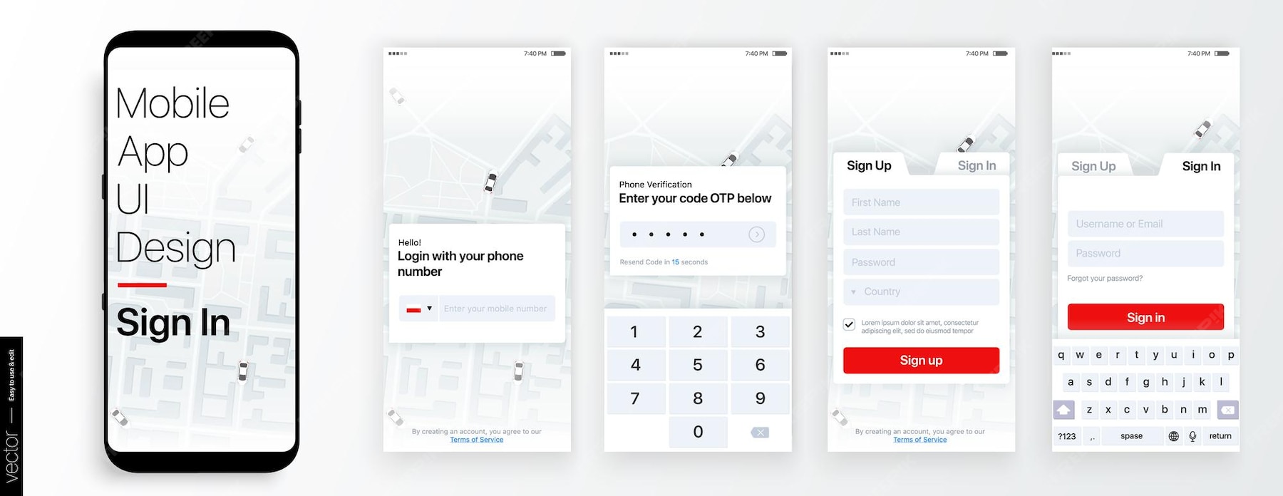 Premium Vector | Design Mobile Application UI, UX. GUI Screens with ...