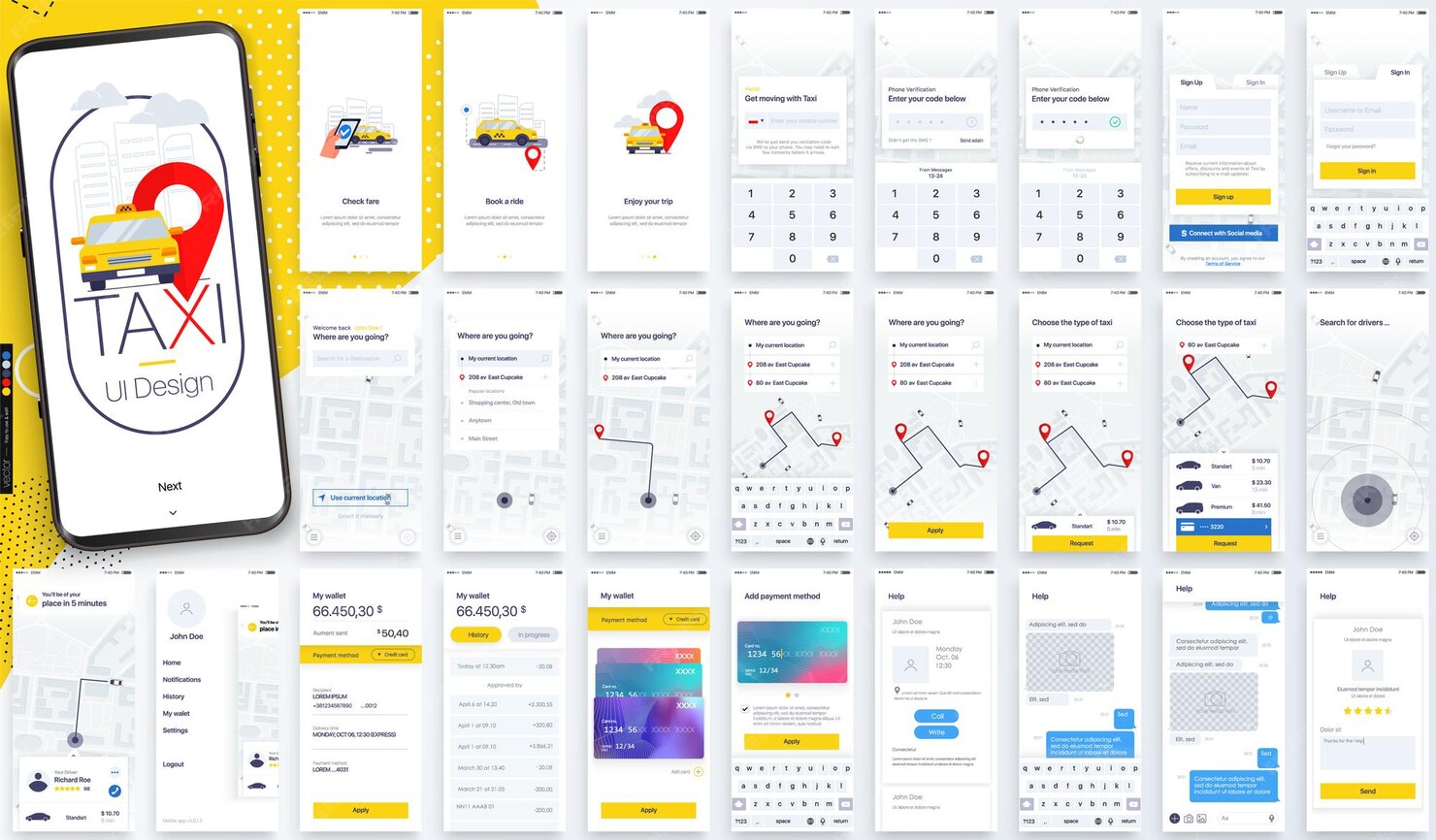 Premium Vector Design Of The Mobile Application Ui Ux A Set Of Gui