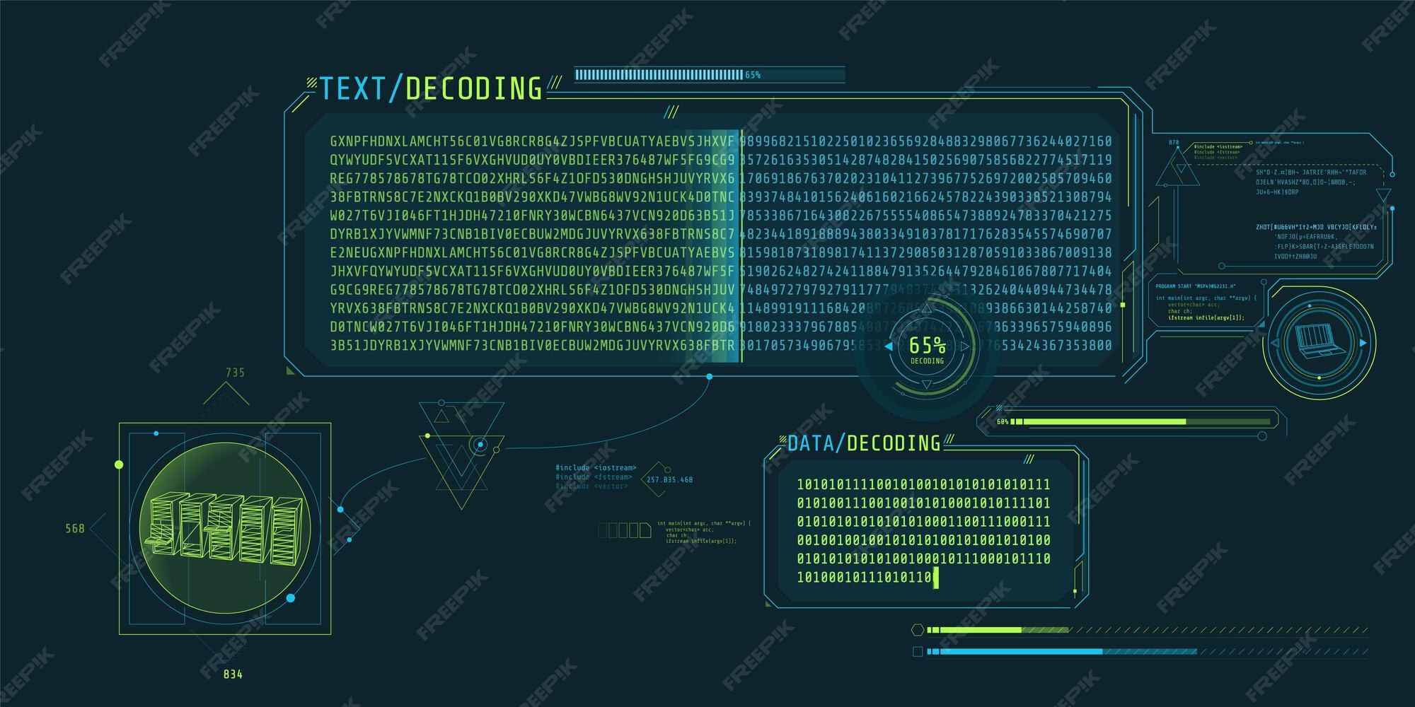 Premium Vector Design Of A Software Interface For Storing Processing And Decoding Data Vector