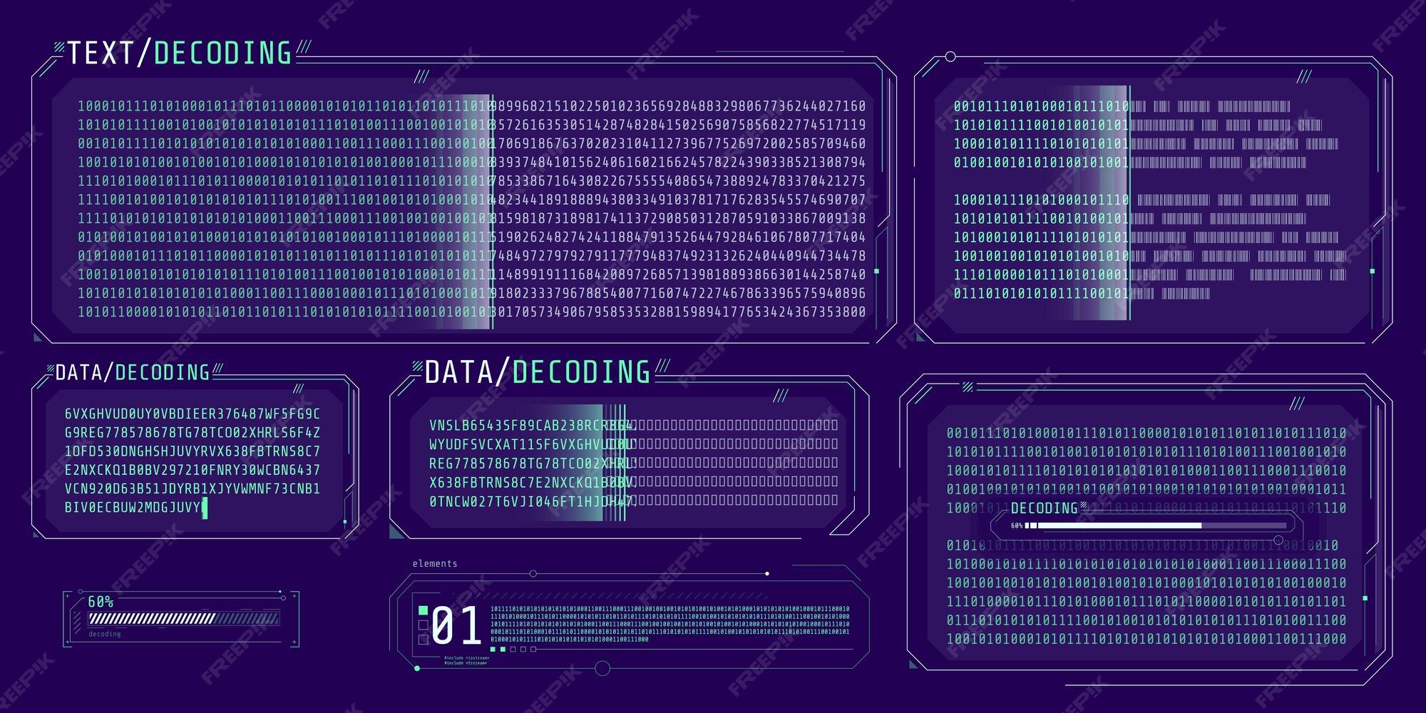 Premium Vector Design Of A Software Interface For Storing Processing And Decoding Data Vector