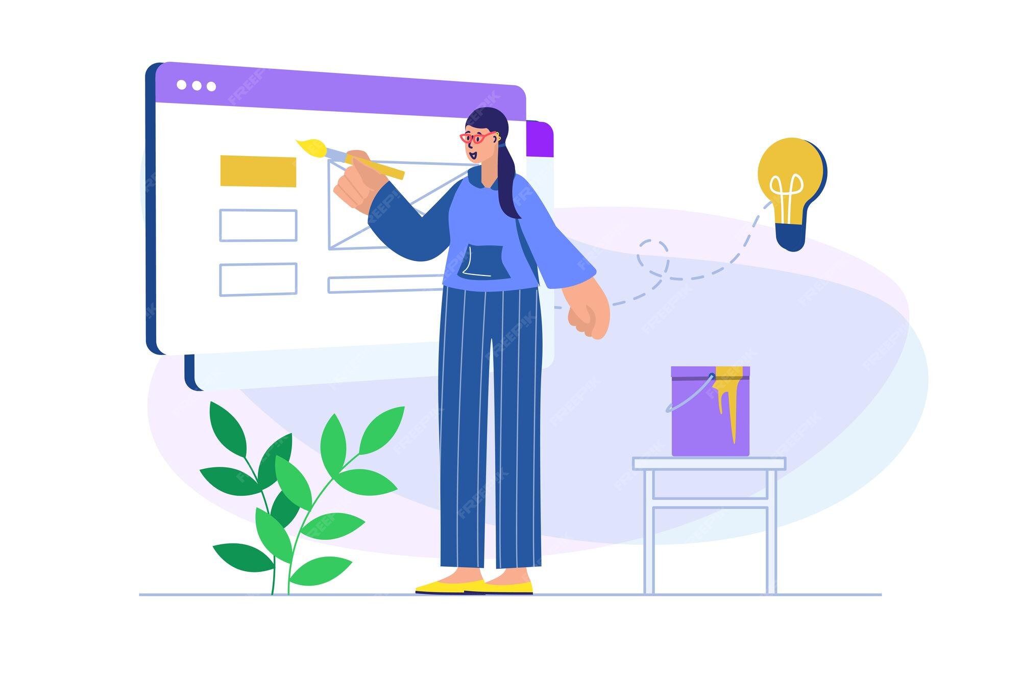 Premium Vector | Design studio concept with people scene vector ... Premium Vector | Design studio concept with people scene vector ...