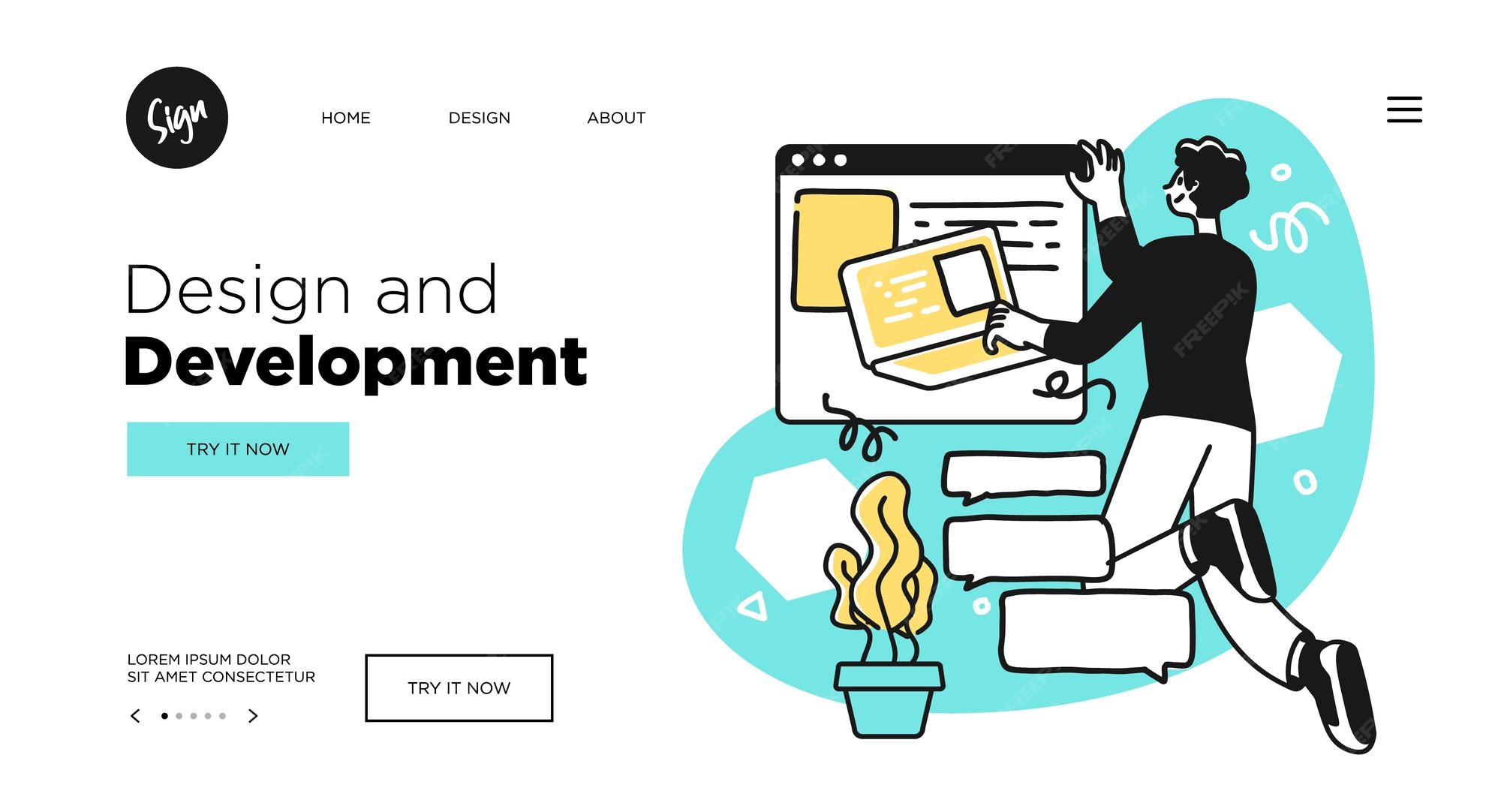 Premium Vector | Designing Developing and programming technologies ...