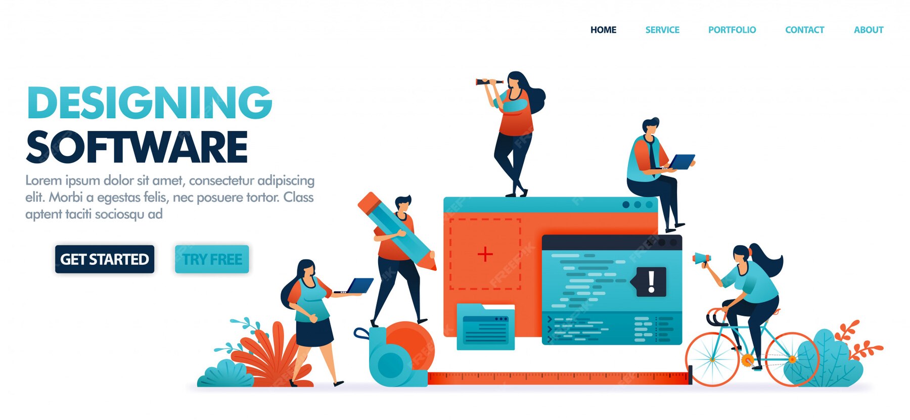 Premium Vector | Designing mobile apps and desktop software by planning ...