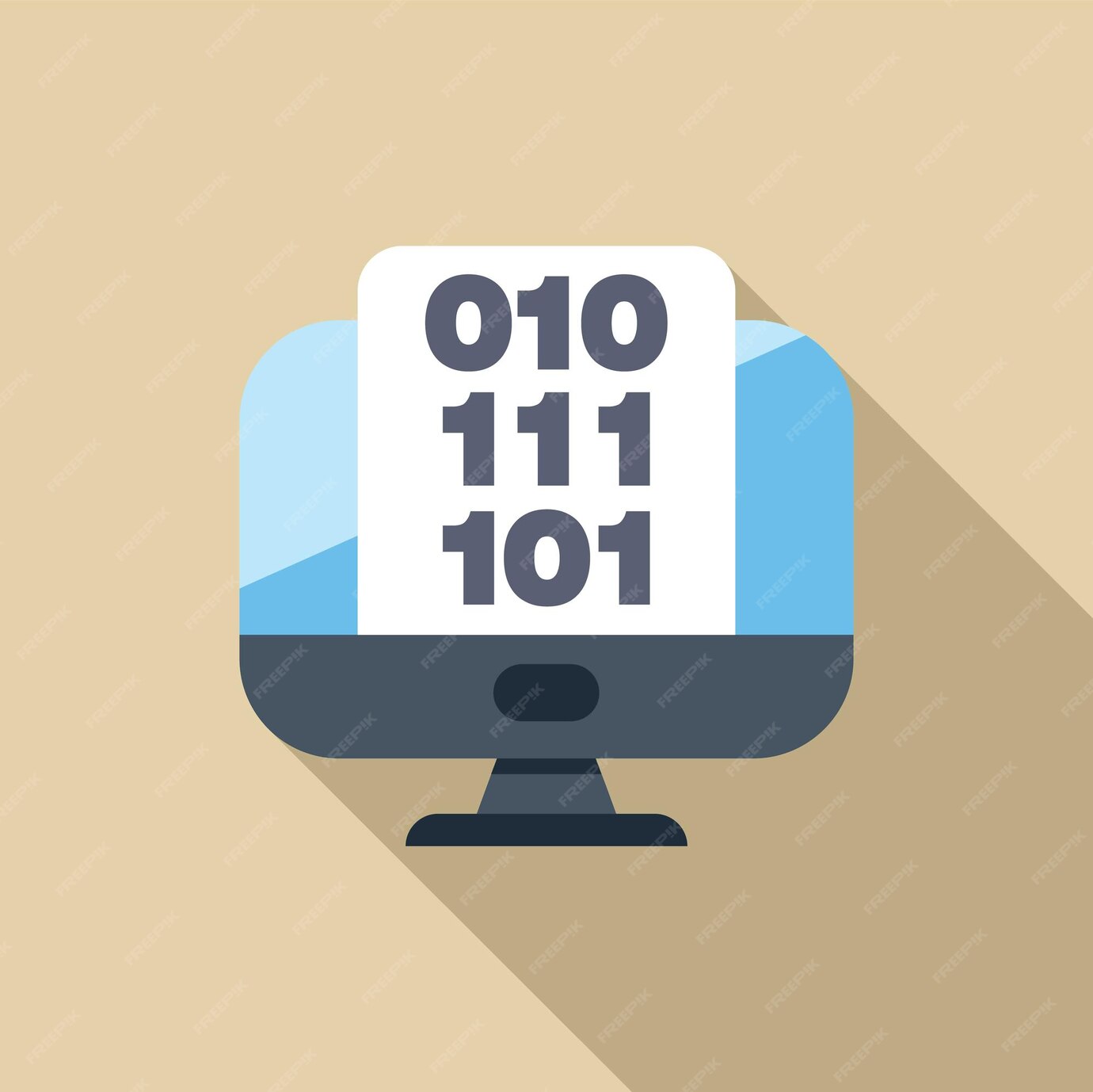 Premium Vector | Desktop computer displaying binary code representing data