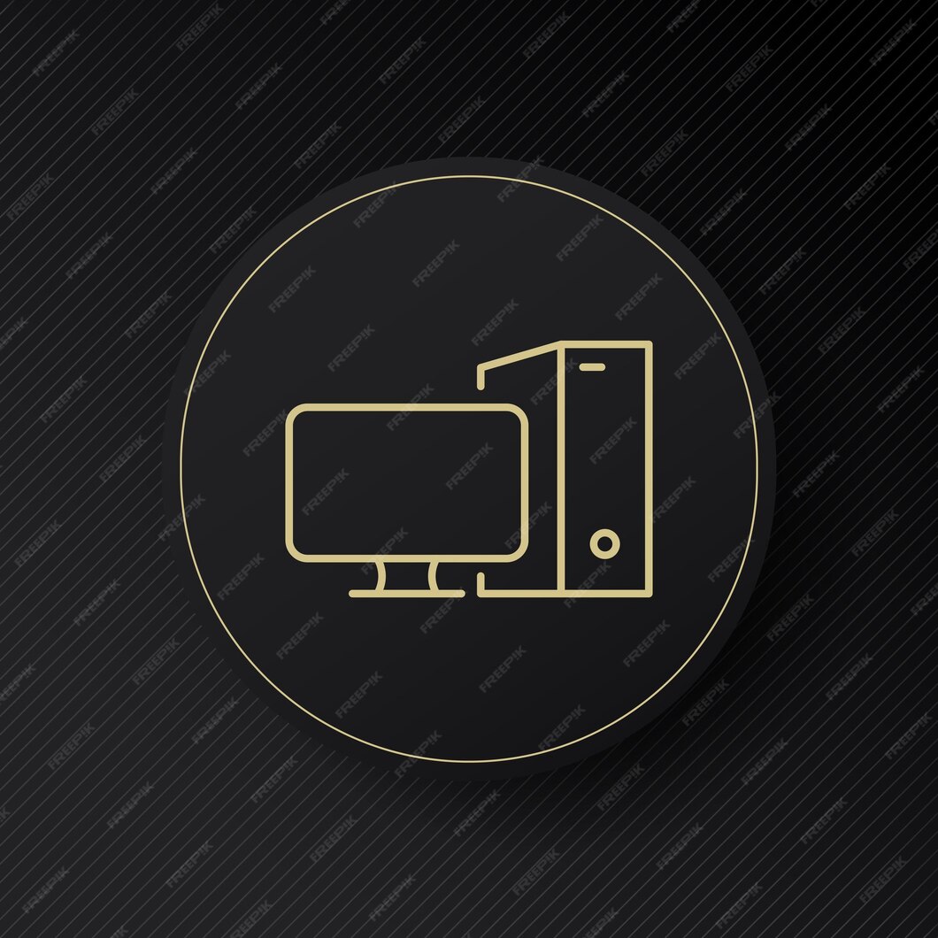 데스크톱 컴퓨터 라인 아이콘 워크 스테이션 전문 직업 개인용 컴퓨터 Pc 기술 컴퓨팅 데이터 처리 시스템 단위 스마트 장치 개념 비즈니스를 위한 벡터 라인 아이콘 프리미엄 벡터