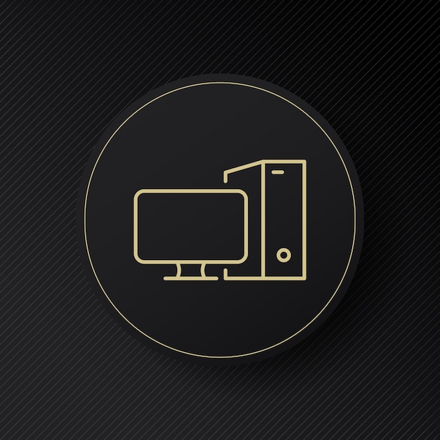 데스크톱 컴퓨터 라인 아이콘 워크 스테이션 전문 직업 개인용 컴퓨터 Pc 기술 컴퓨팅 데이터 처리 시스템 단위 스마트 장치 개념 비즈니스를 위한 벡터 라인 아이콘 프리미엄 벡터