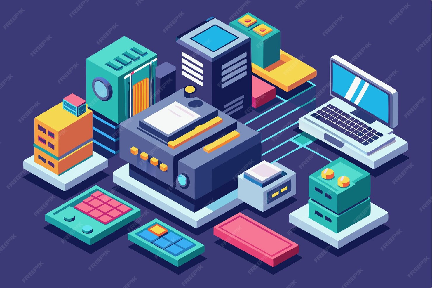 A Detailed Depiction Of A Dynamic Operating System Setup Featuring Various Computing Devices And