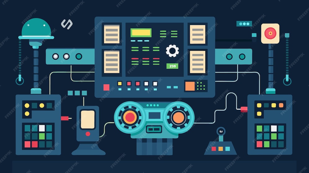 Premium Vector | A detailed shot of a control panel displaying complex ...