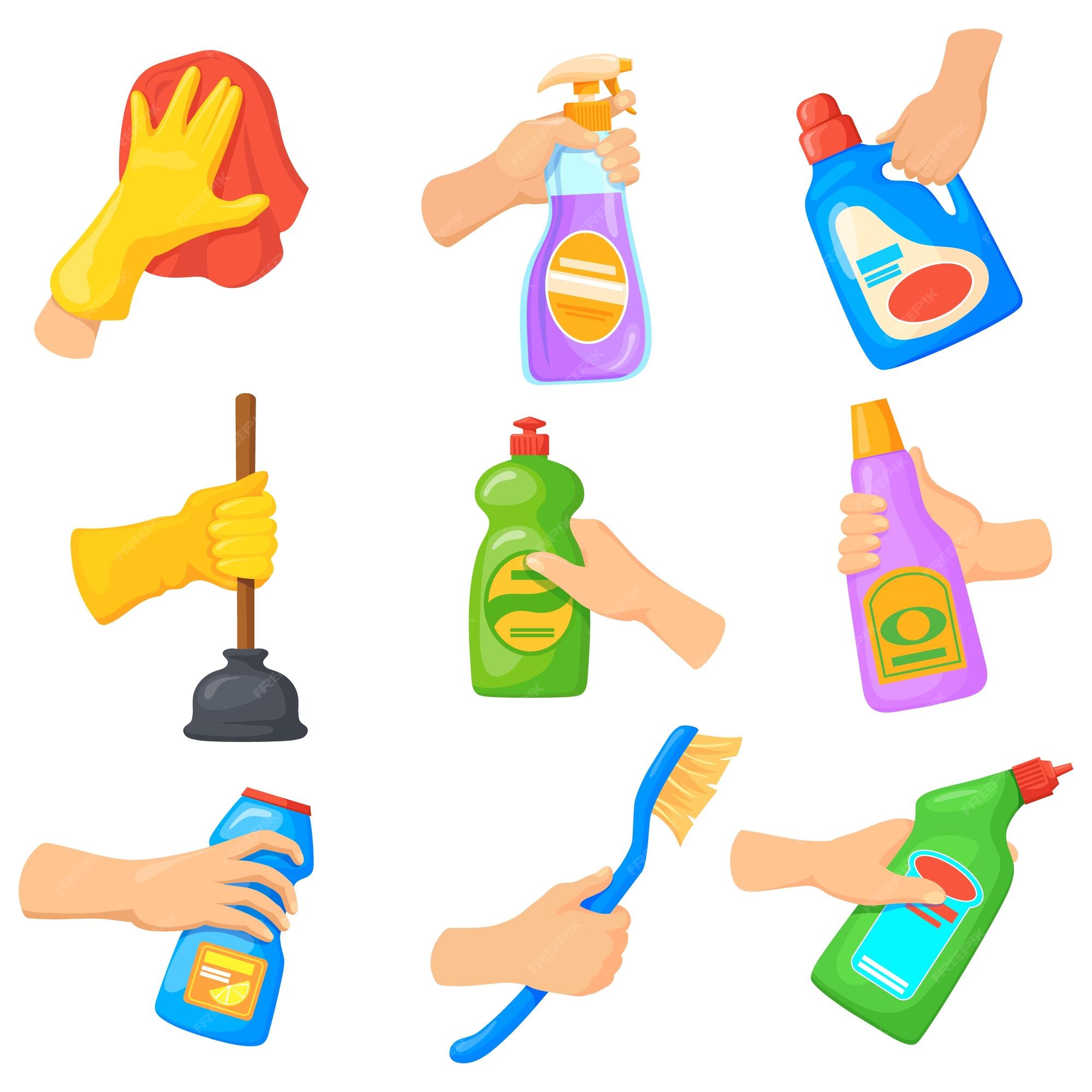 Premium Vector | Detergent tools in hands Hand hold cleaning products ... Premium Vector | Detergent tools in hands Hand hold cleaning products ...